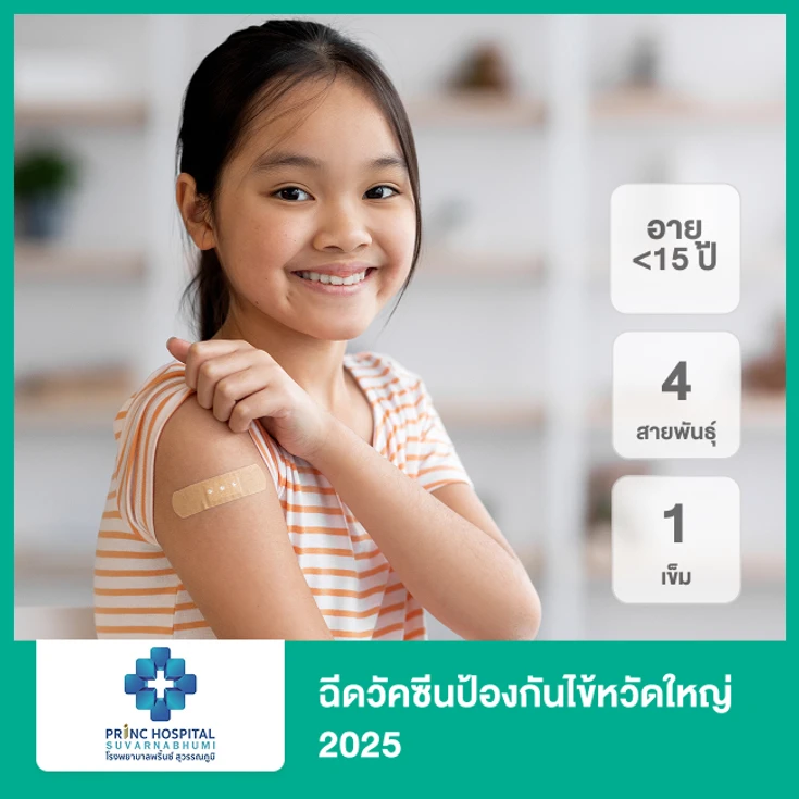 ฉีดวัคซีนป้องกันไข้หวัดใหญ่ 2025 4 สายพันธุ์ 1 เข็ม (น้อยกว่า 15 ปี) - ราคา 2568 (2025) | HDmall
